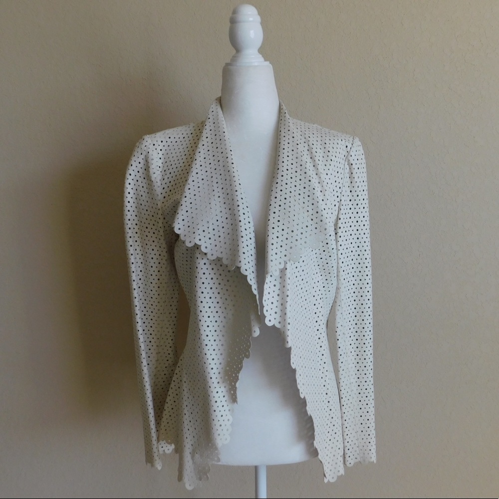 The Wrights Laser Cut Leather Jacket - Gem